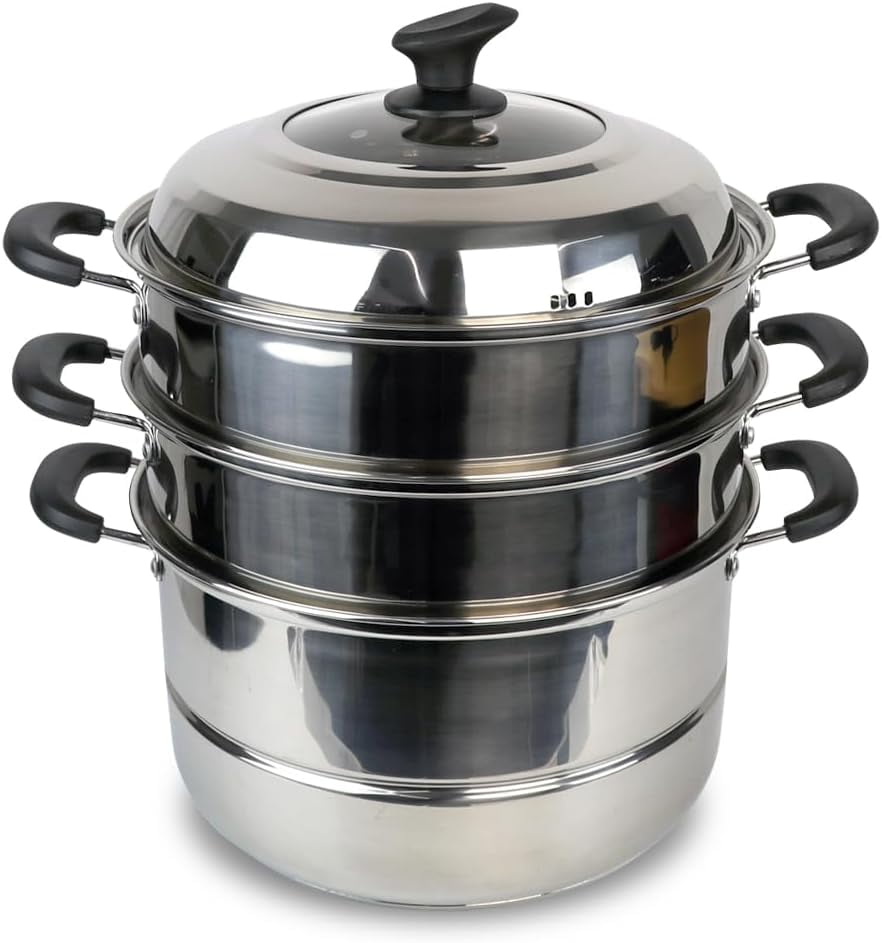 **3-tier stainless steel steamer pot 30cm (11.8”) – stackable cookware ...