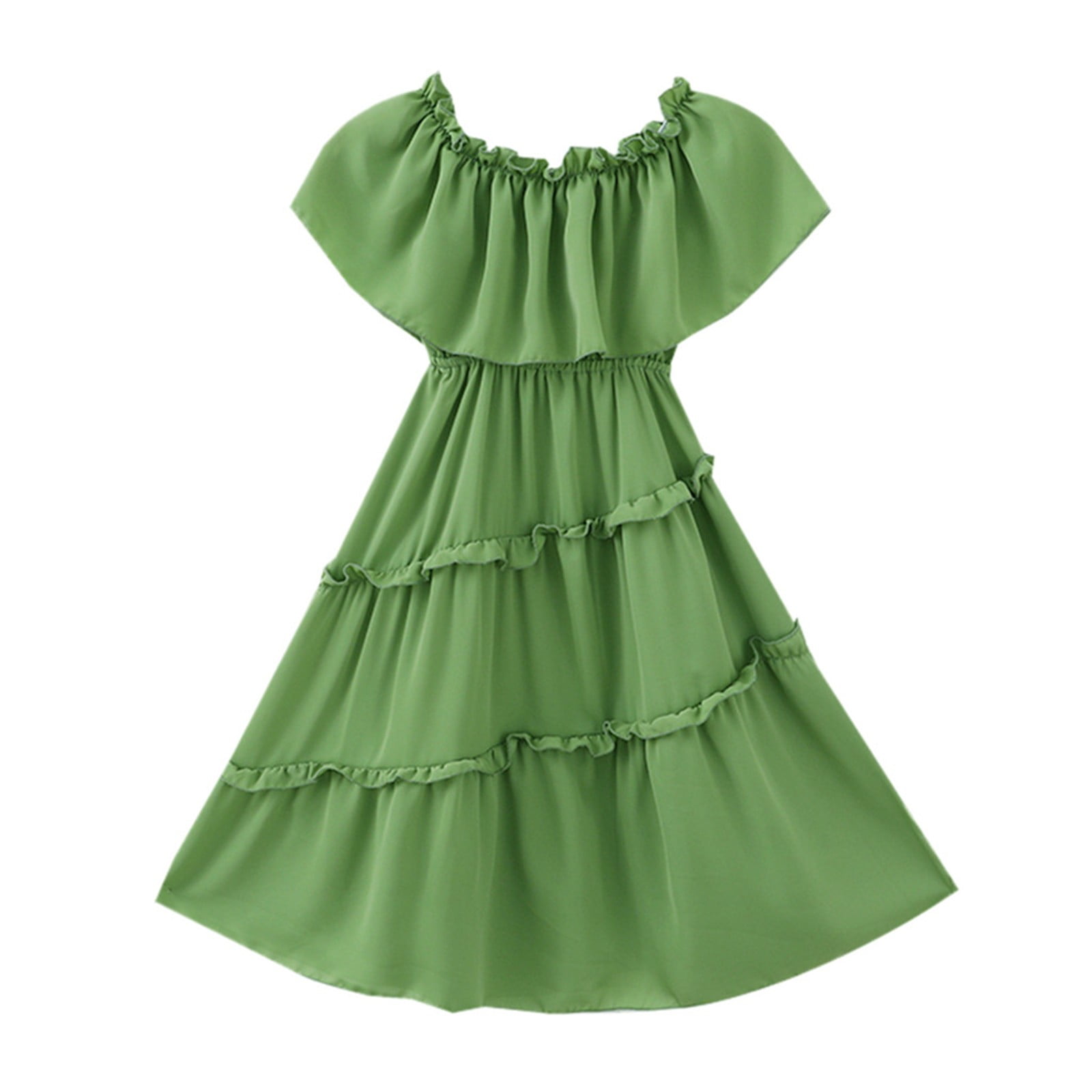 3 to 12 Years Old Kids Dress Big Girls Strapless Knee Length Chiffon ...
