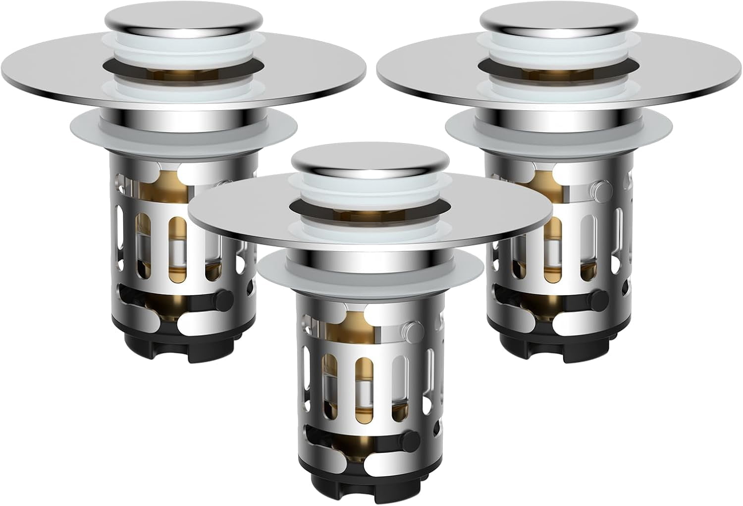 3 upgraded three in one bathroom sink drain filters, universal pop-up ...