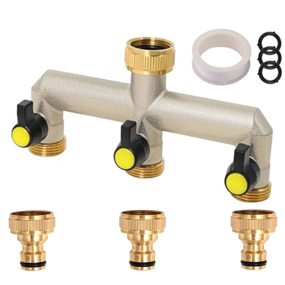 3 Way Faucet Brass Water Distributor Kit For Appliances Garden Hoses ...