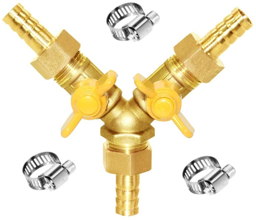 3-way stop ball valve with 1/4 inch tube fitting, 2-way switch brass ...