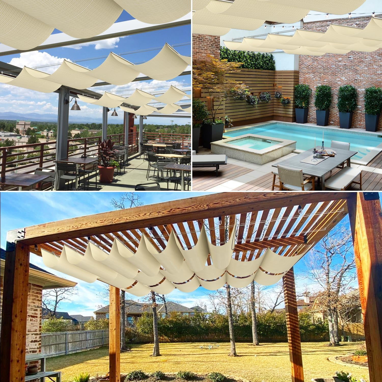 **3'wx12'l pergola shade cover retractable shade awning slide flexible canopy for patio deck ...