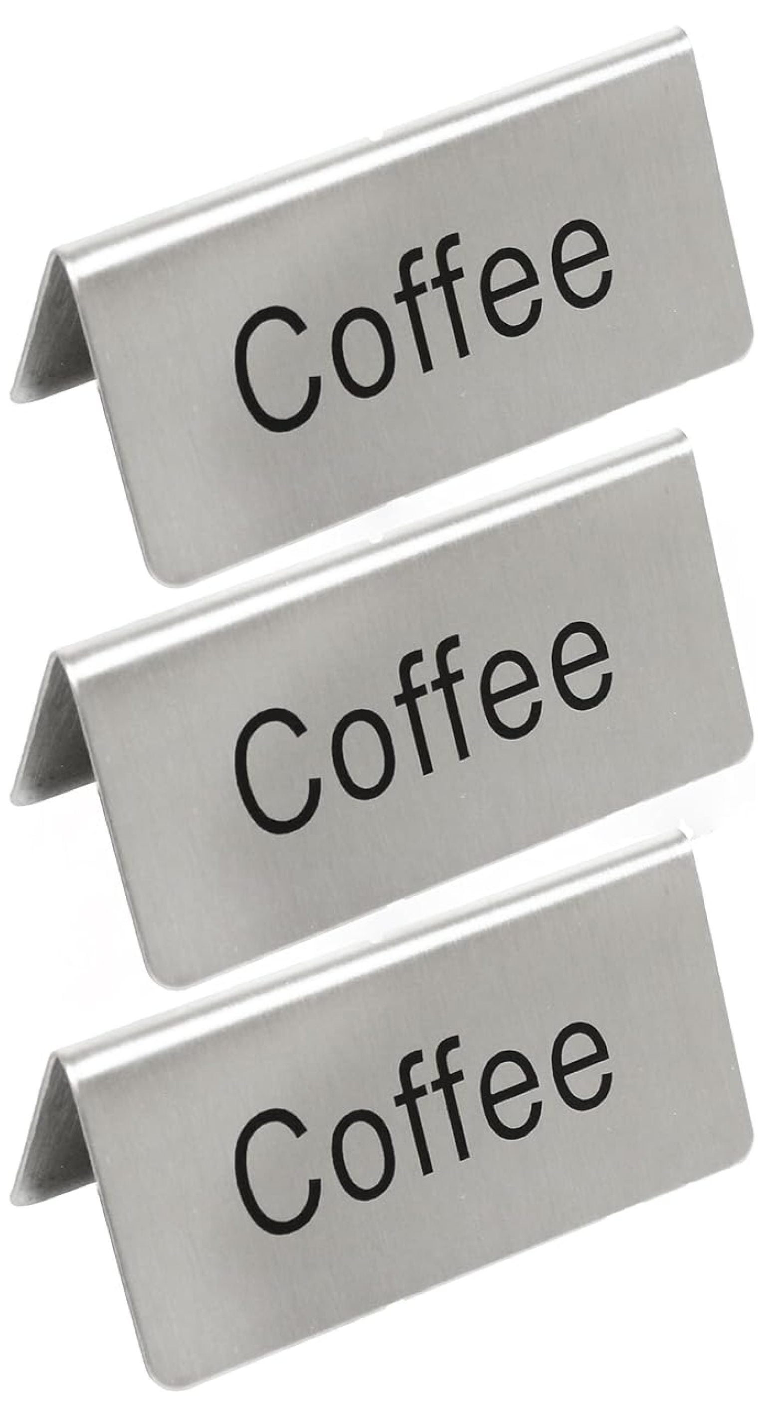 - 3" x 1-1/2" Stainless Steel Coffee Table Tent Sign Set of 3- Beverage ...