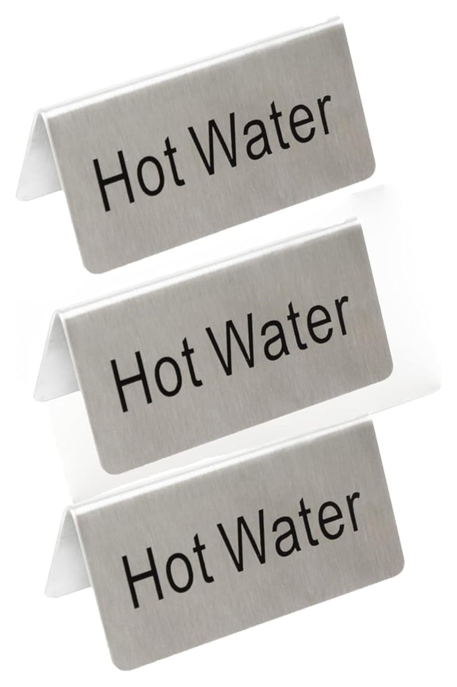 - 3" x 1-1/2" Stainless Steel Hot Water Table Tent Sign Set of 3 ...
