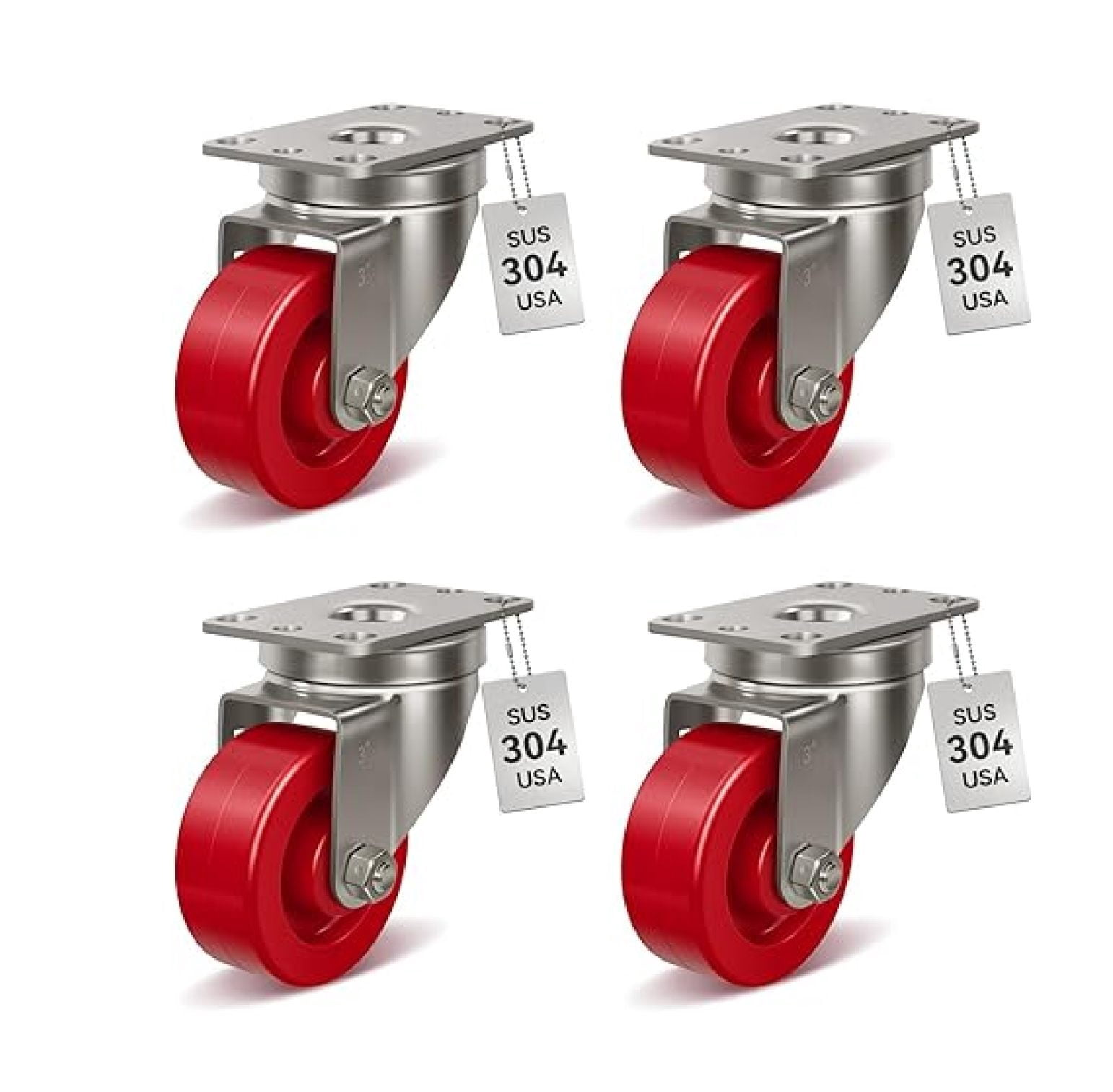 3" x 1.25" Stainless Steel Casters,Heavy Duty Industrial Casters ...
