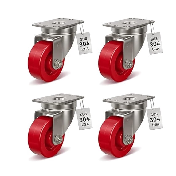 3" x 1.25" Stainless Steel Casters,Heavy Duty Industrial Casters ...
