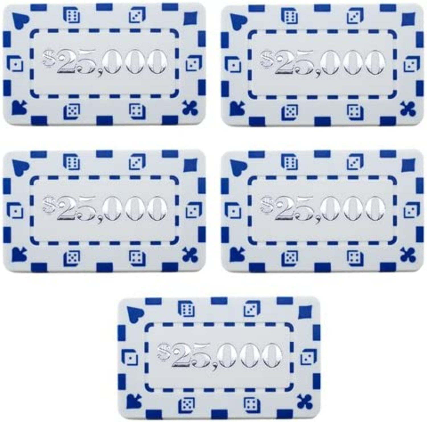 3" x 1.75" European-Style Poker Plaques, $25,000 Composite, 5-pack ...