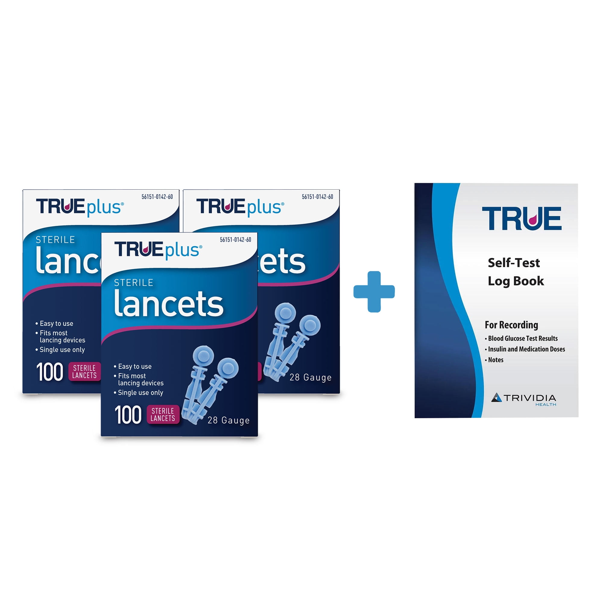 3 x 100ct 28g TRUEplus® Lancets + TRUEplus® Log Book - Walmart.com
