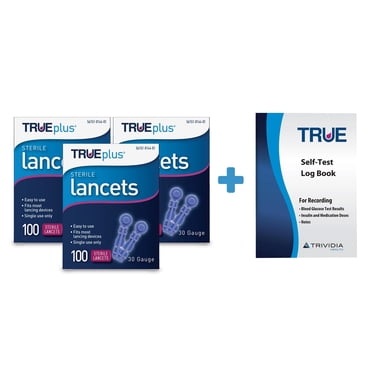 TRUEplus Lancing Device, 28G Sterile Lancets, Box of 100, Comfortable ...
