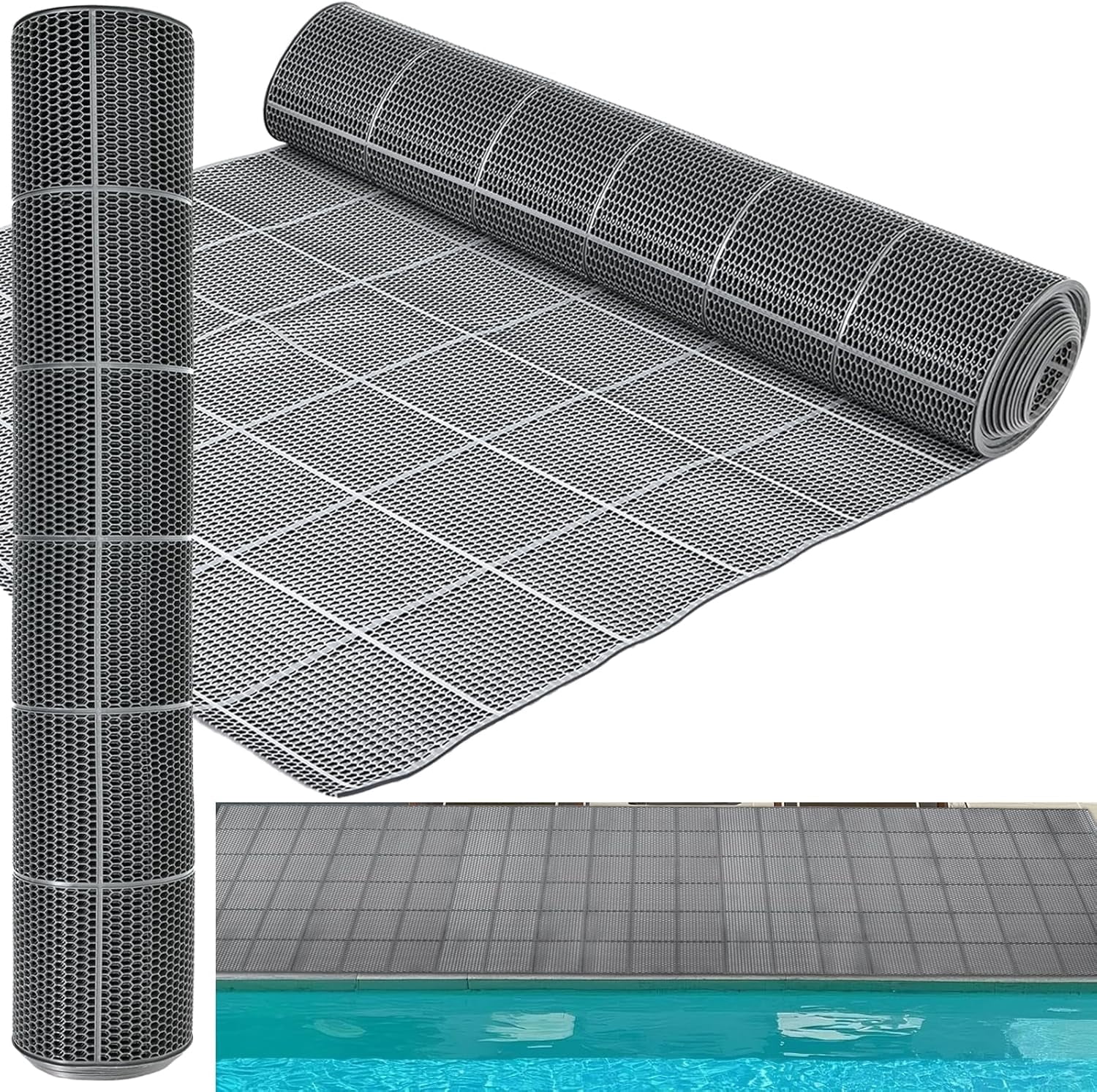 3 x 10FT Drainage Pool Flooring Mats PVC Splash Matting Mesh Hollow ...