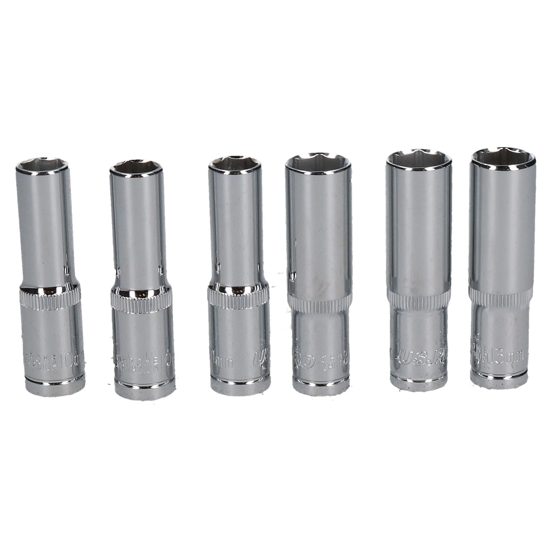 3 x 10mm and 3 x 13mm Metric 3/8" Drive 6 Sided Single Hex Deeps Socket ...