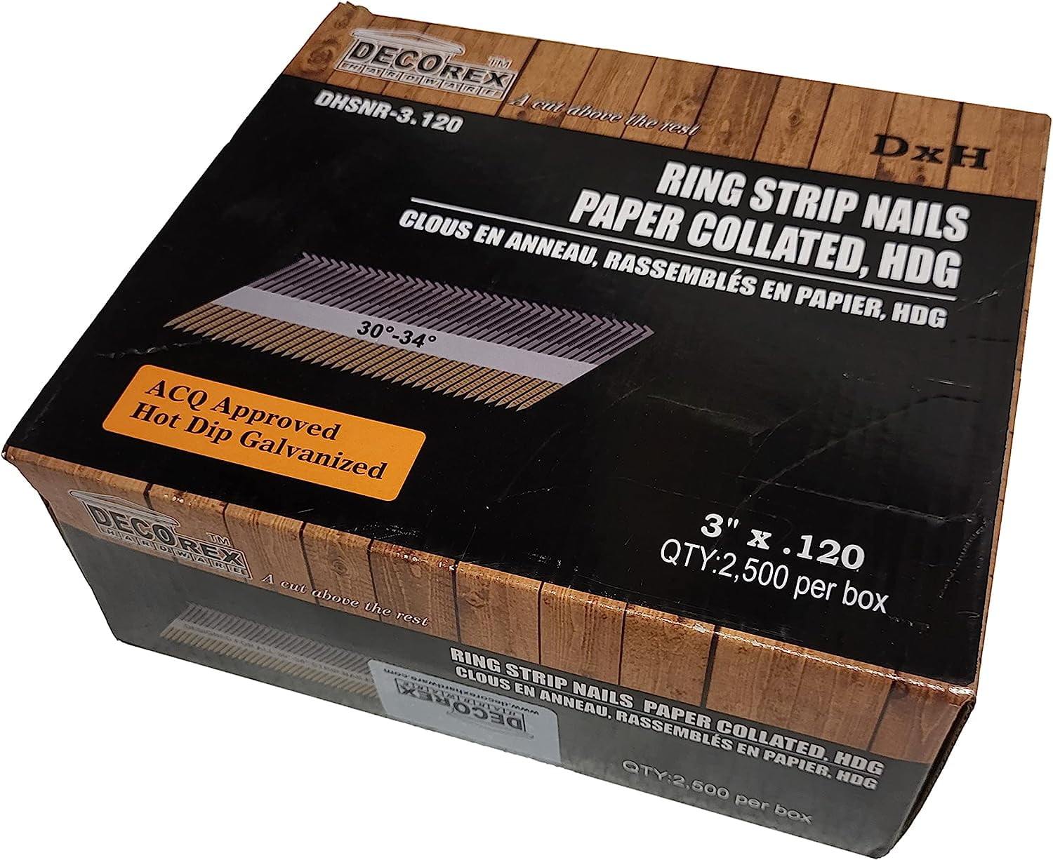 3" x .120 Ring Shank Framing Nails, Paper Strip Collated, Hot Dip ...