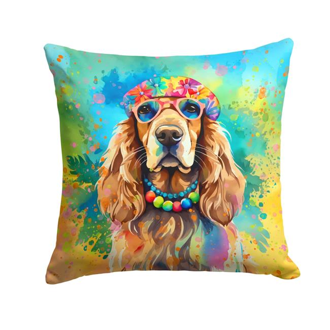 3 x 14 x 14 in. Cocker Spaniel Hippie Dawg Fabric Decorative Pillow ...