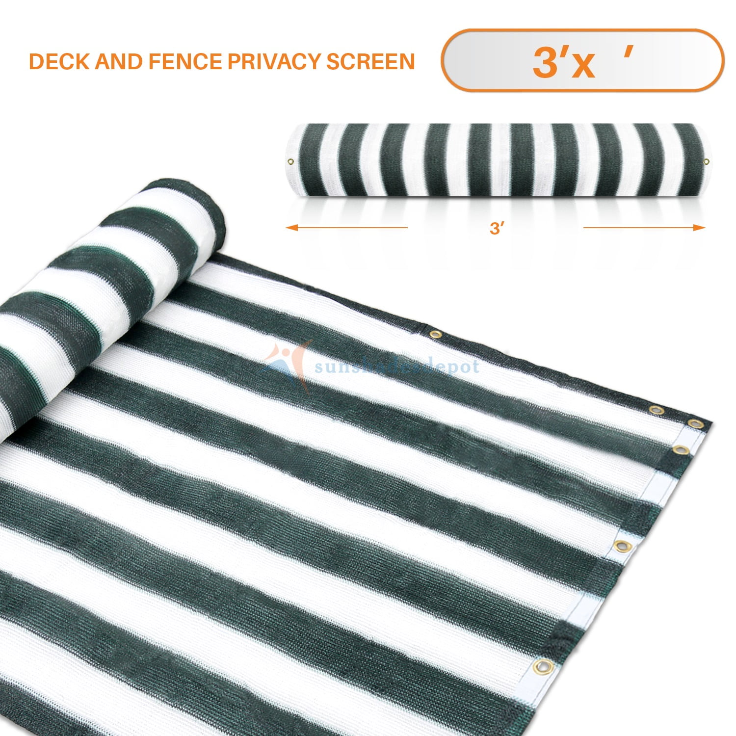 3' x 152' Dark Green With White Stripes Residential Commercial Privacy ...