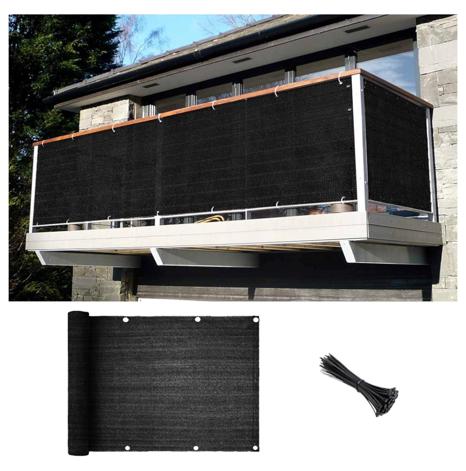 3' x 16' Fence Privacy Screen Black Fence Covering Heavy Duty Privacy ...
