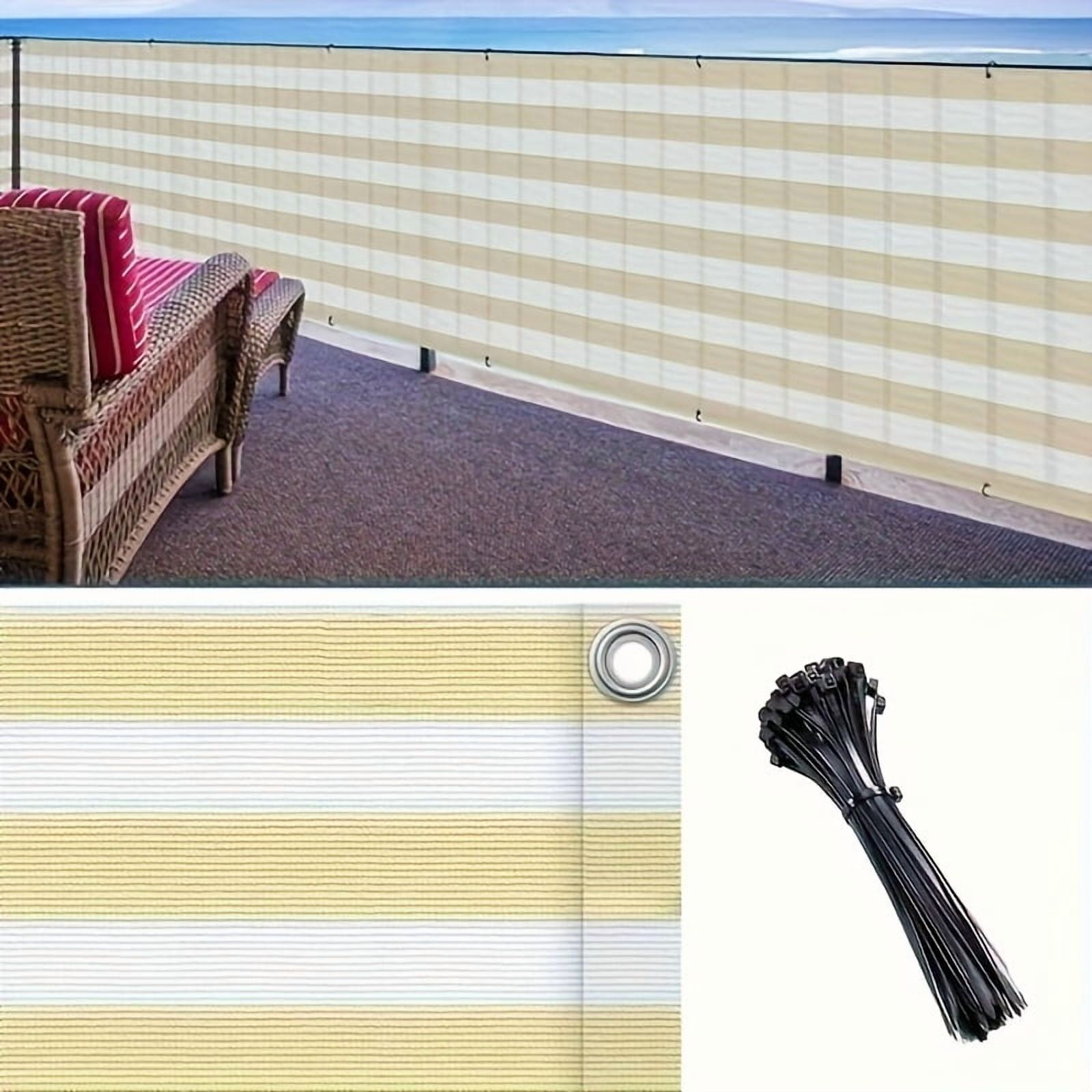 3 x 16ft Balcony Privacy Screen Fence Net, Windproof Sun Shade Mesh ...