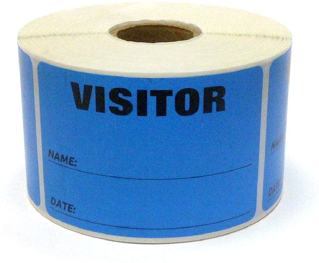 3 x 2 Fluorescent Color Visitor Labels Pass, 500 Per Roll Blue ...