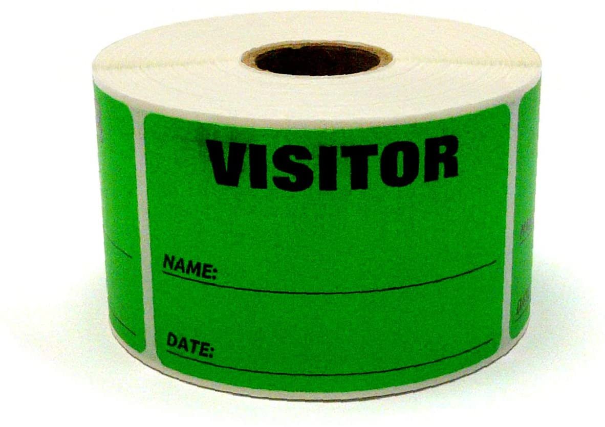 3 x 2 Fluorescent Color Visitor Labels Pass, 500 Per Roll Green ...