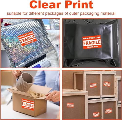 3" x 2" Fragile Stickers for Shipping, Handle with Care Fragile Labels ...
