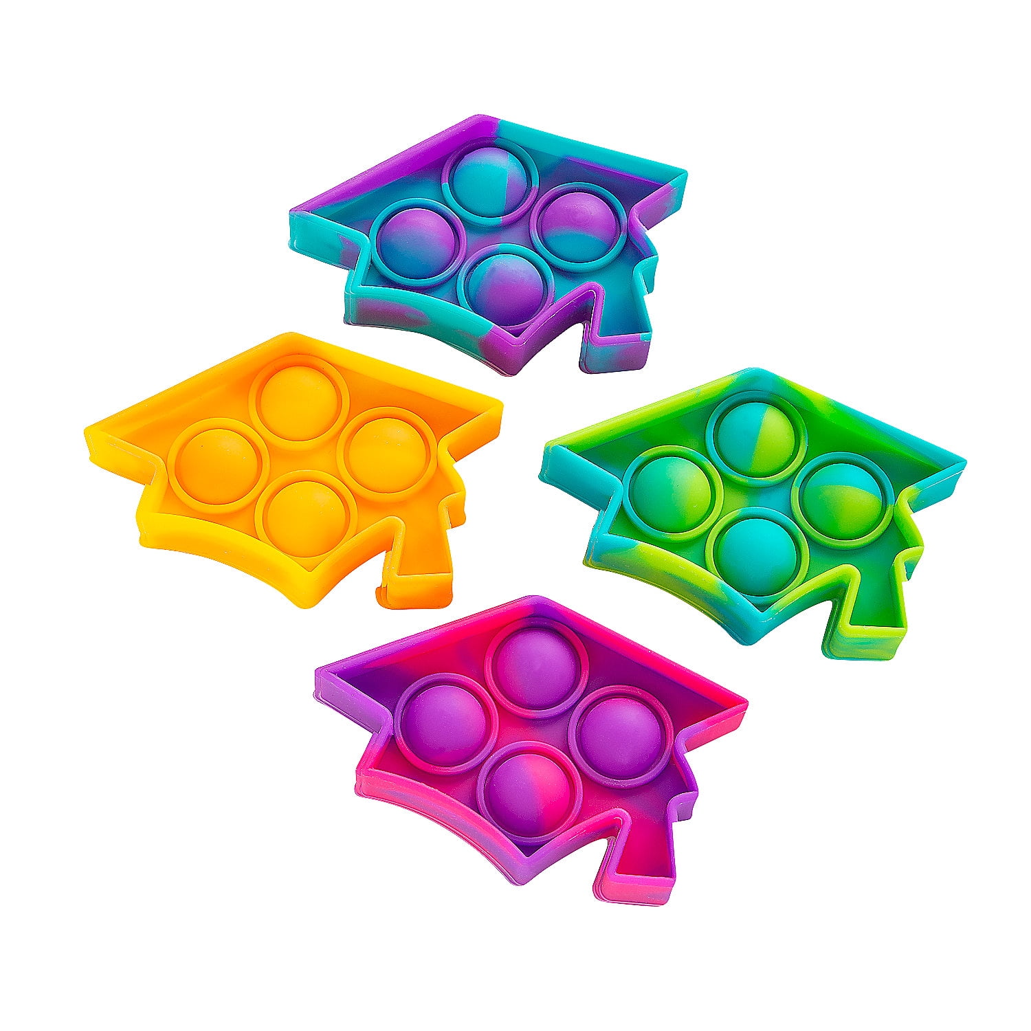 3" x 2" Mini Graduation Cap Lotsa Pops Pop Fidget Toys - 12 pieces ...