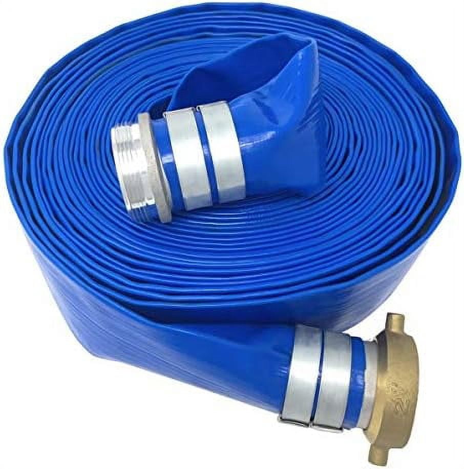 3" x 25′ Blue Lay Flat PVC Discharge Hose Assembly with Aluminum Pin ...