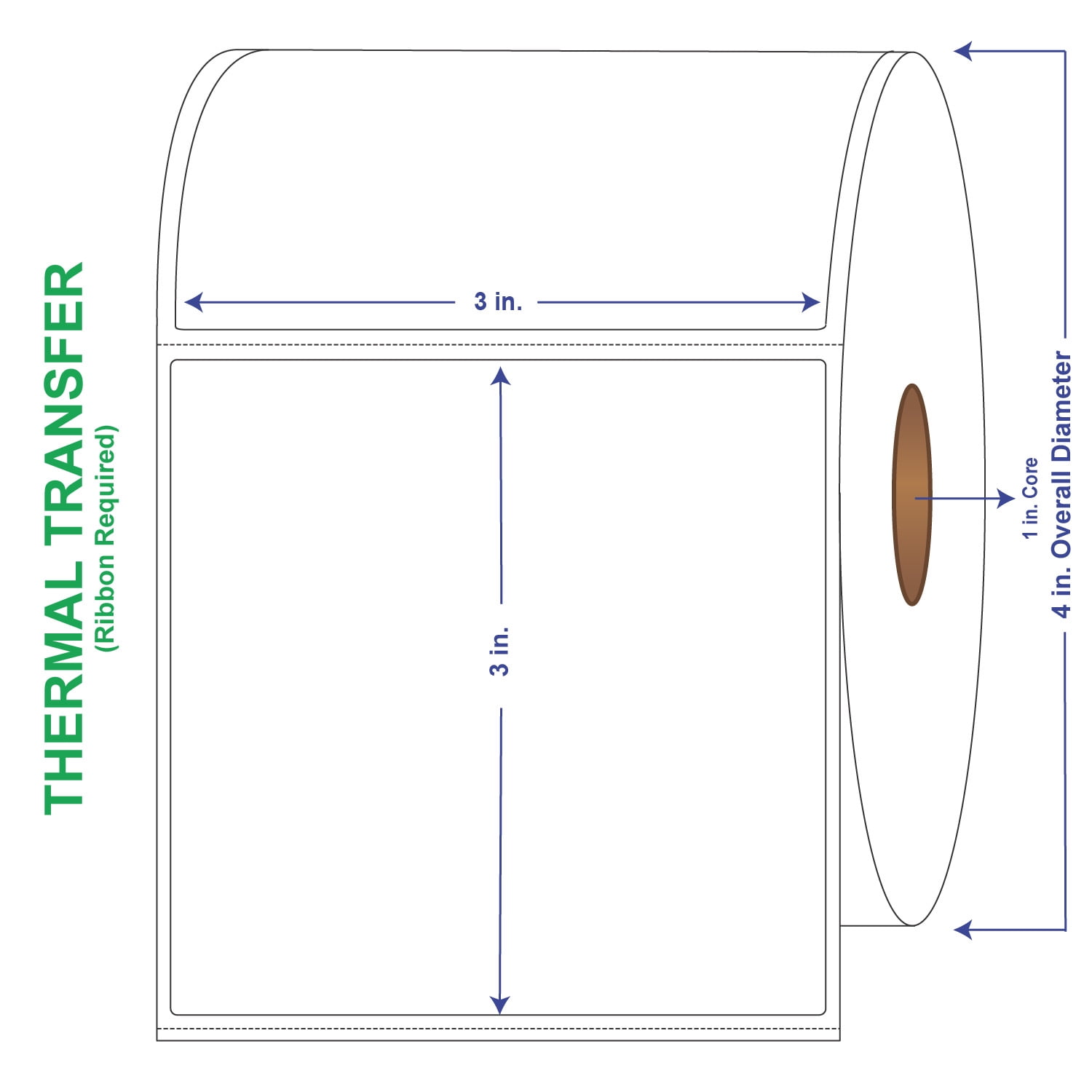 3" x 3" General Use Labels, w/ Perf Thermal Transfer Labels, Perforated ...