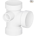 3" x 3" x 3" x 2" White PVC DWV Sanitary Tee w/ Left Side Inlet All Hub ...
