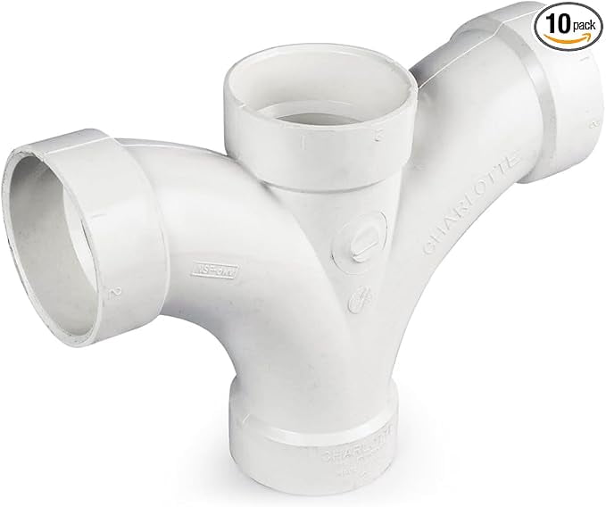 3" x 3" x 3" x 3" PVC DWV Double Fixture Fitting Hub, White PVC Drain ...