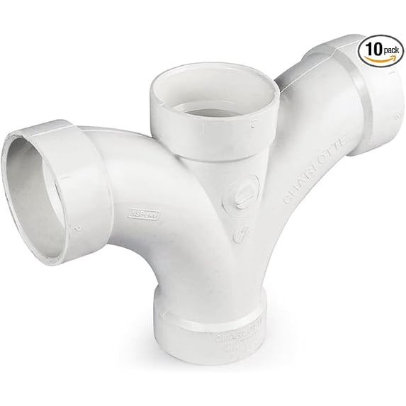 3" x 3" x 3" x 3" PVC DWV Double Fixture Fitting Hub, White PVC Drain ...