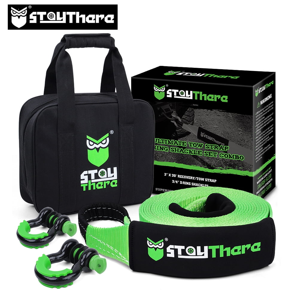 3" x 30' Heavy Duty Tow Strap Recovery Kit 35,000 lb Break Strength ...