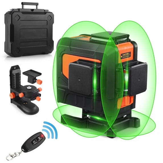 3 x 360 Degree Laser Level Self-Leveling Green Cross Line Laser Tool ...