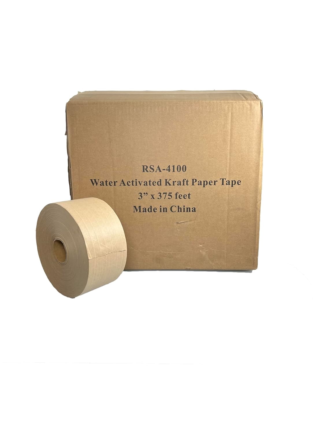 3" x 375' Reinforced Kraft Paper Tape Rolls & Dispenser Kit - Gummed ...