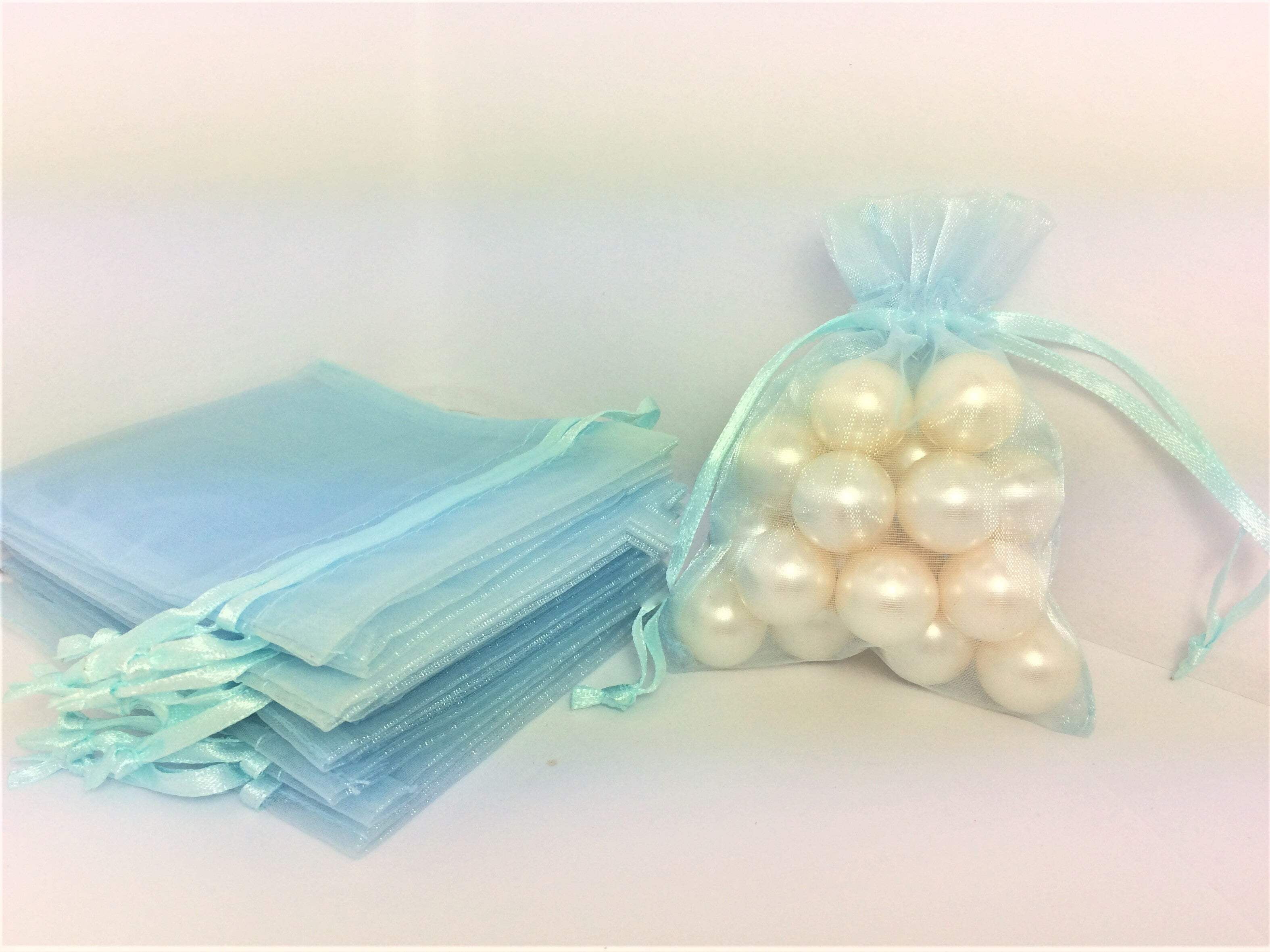 3" x 4" Light Blue Drawstring Sheer Organza Bags (24 Pieces) - Walmart.com