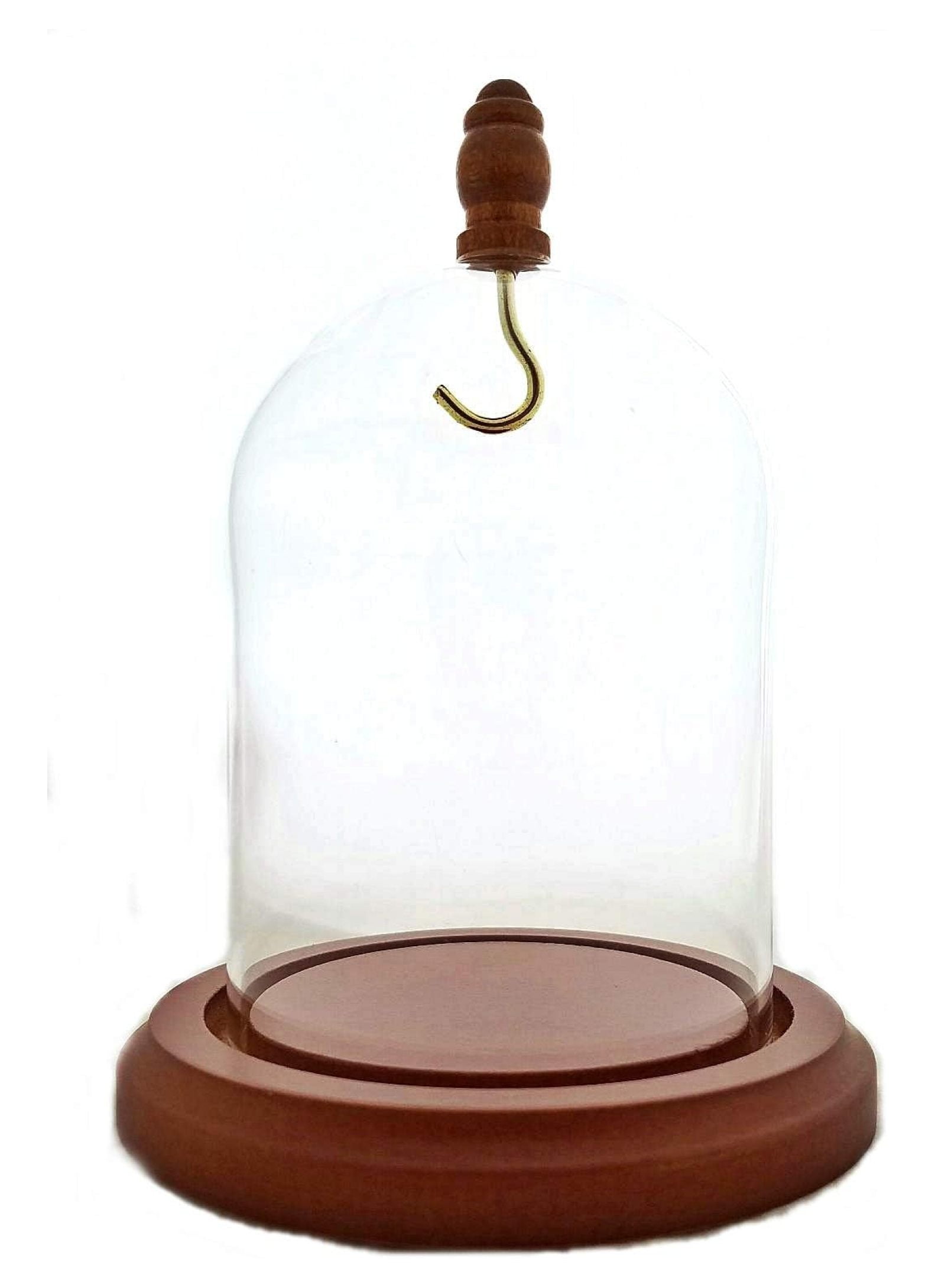 3 x 4 Pocket Watch Glass Display Dome Cloche with Hook & Wood Knob ...