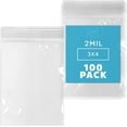 3" x 4" Small Zip Bags 100 Pack Clear Plastic Reclosable Poly Baggies 2 ...