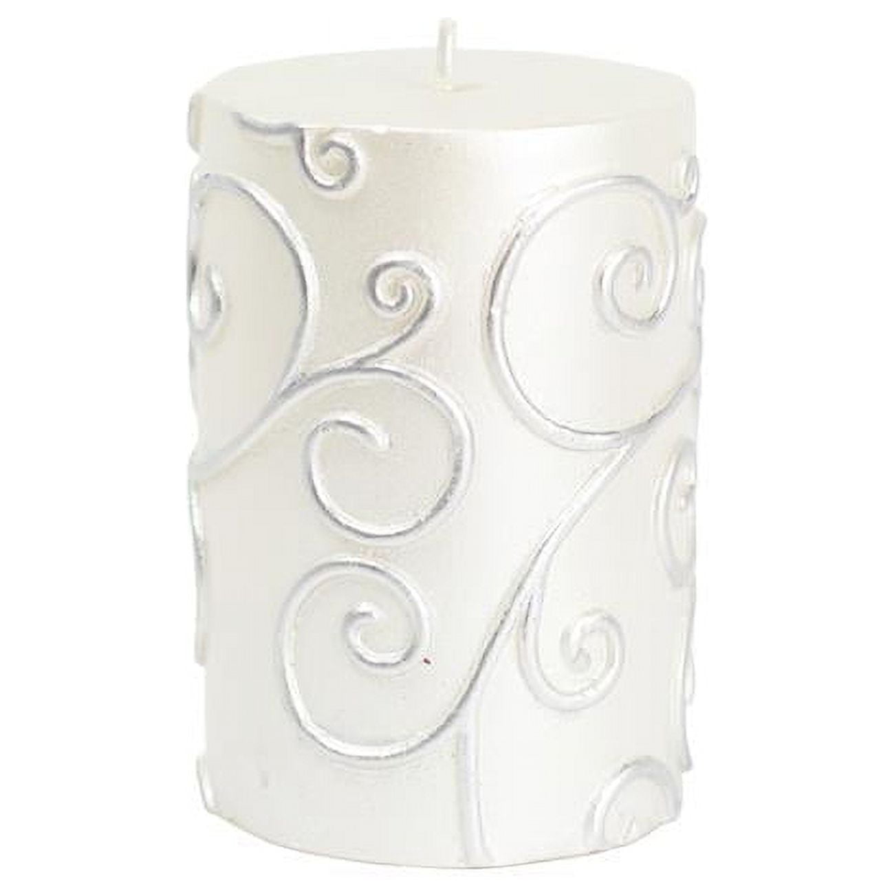 3 x 4 in. Scroll Pillar Candle, White - Walmart.com