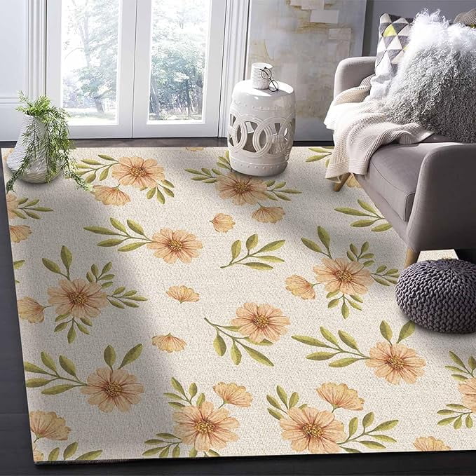 3 x 4ft Daisy Leaf Area Rug For Living Room Modern Washable Abstract ...