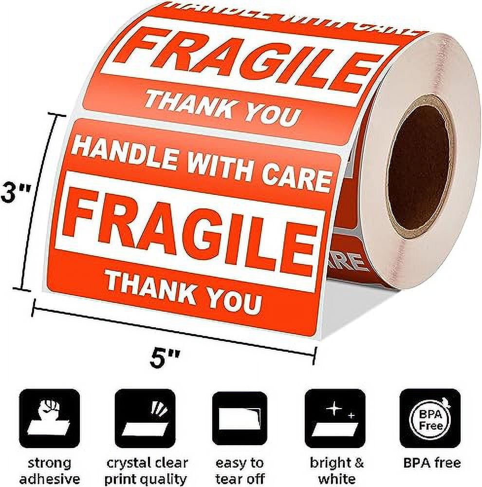 3" x 5" Fragile Stickers for Shipping, Handle with Care Fragile Labels ...