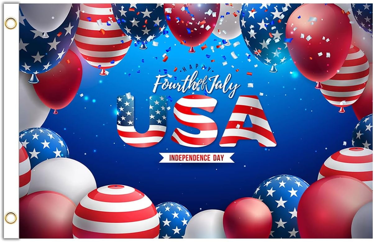 3 x 5 Ft Happy Independence Day 4th of July Patriotic Decorative Flag ...