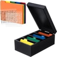 3 x 5 Inch Index Card Holder Set, Bamboo Organizer Box with 50 Dividers ...
