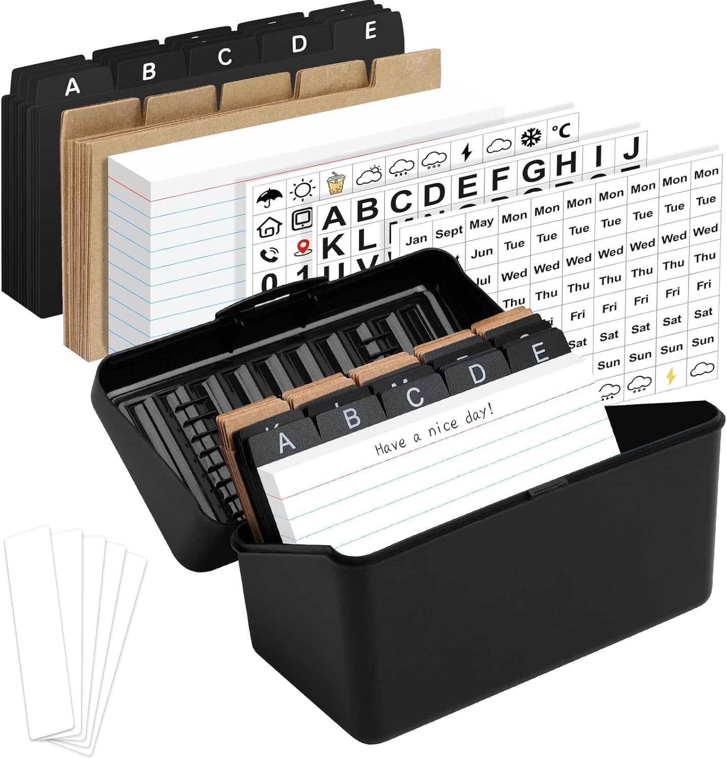 3" x 5" Index Card Holder Set, Index Card Box Organizer with 100 Lined ...