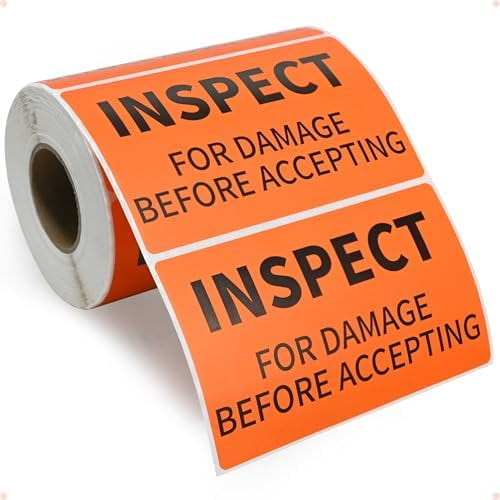 3" x 5" Inspect for Damage Labels, 500 Before Accepting Warning ...