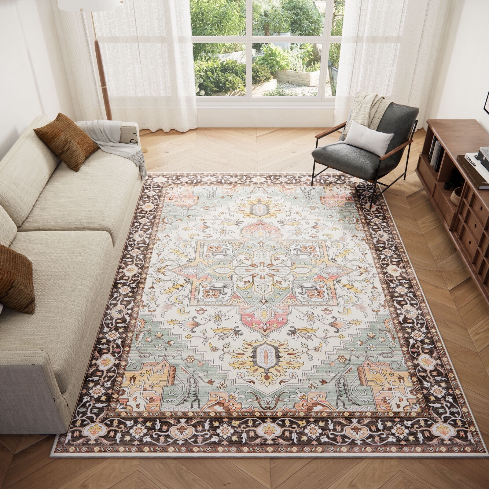 5x7 Boho Area Rug Soft Non-Slip Washable Faux Wool Deep-Dyed - Walmart.com