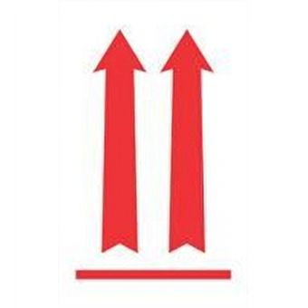 3 x 5" White/Red Two Red Arrows Over Red Bar Label, Packing, Mover ...
