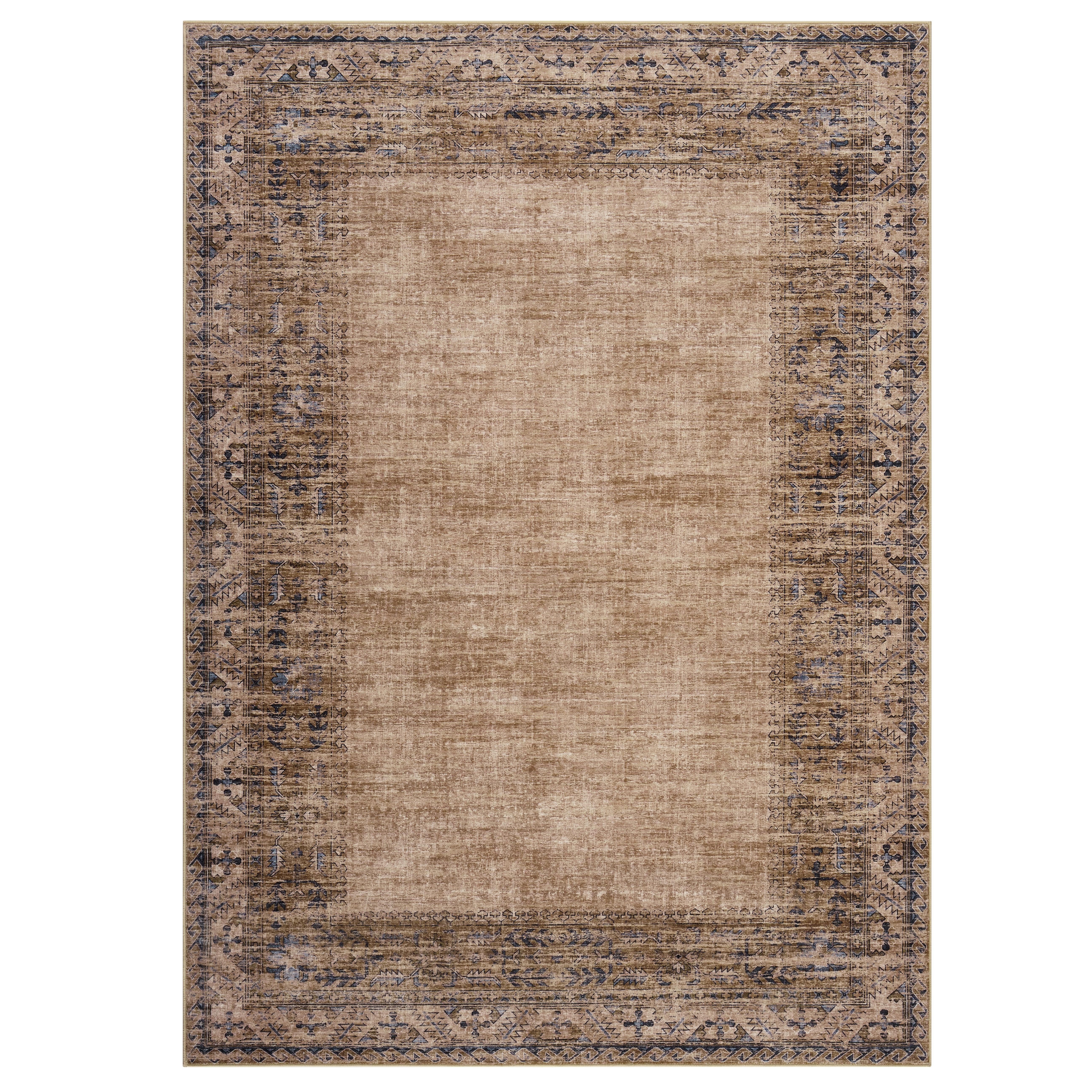 3 x 5 ft Polyester Red Brown Rectangular Indoor Bedroom Living Room ...