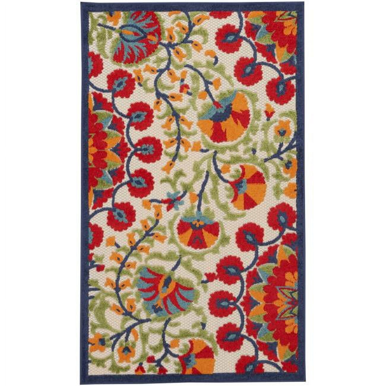 3 x 5 ft. Toile Non Skid Indoor & Outdoor Rectangle Area Rug - Red ...