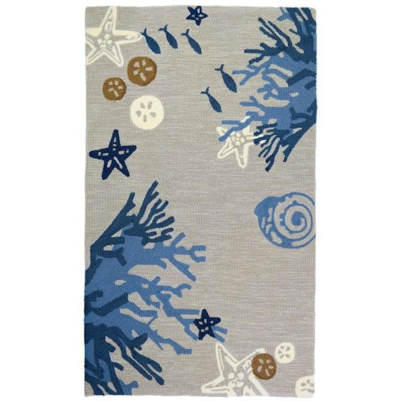 3 x 5 ft. Tranquil Coral & Starfish Hand Hooked Sea Themed Coastal Area ...