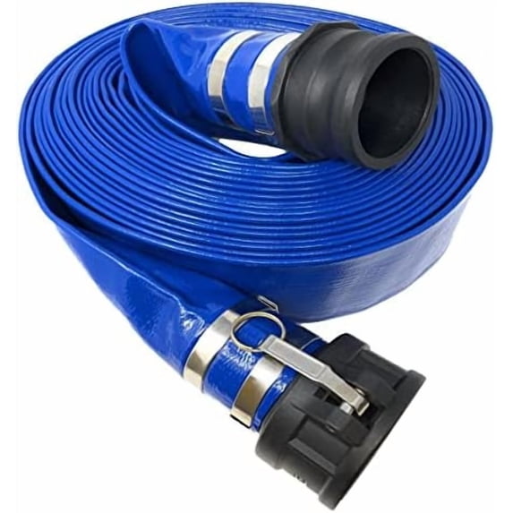 3" x 50′ Blue Lay Flat PVC Discharge Hose Assembly with Poly Cam and ...