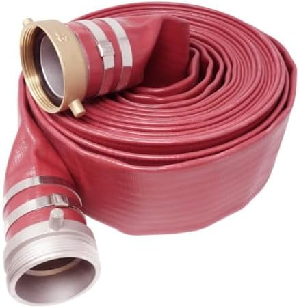 3" x 50′ Red Heavy Duty Lay Flat PVC Discharge Hose Assembly with ...