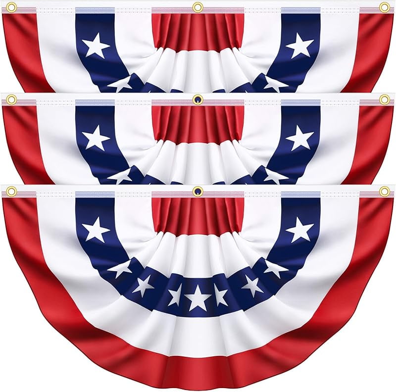 3 x 6 Feet 2 Pack American USA Pleated Half Fan Bunting Flags,Bunting ...